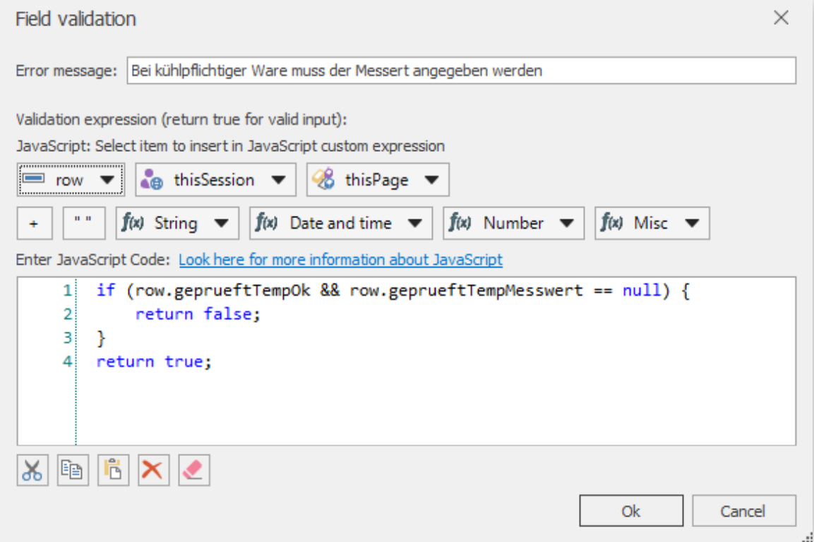 Set validation rules in the frontend